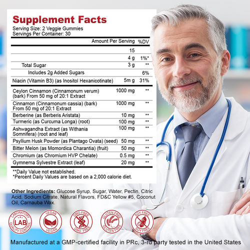 Organic Ceylon Cinnamon 2000mg Gummies - Berberine Blood Sugar Supplement 60 Pcs | eBay