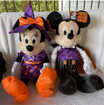 Mickey And Minnie Mouse Halloween Decor Plush Vampire & Witch 18” Long ...