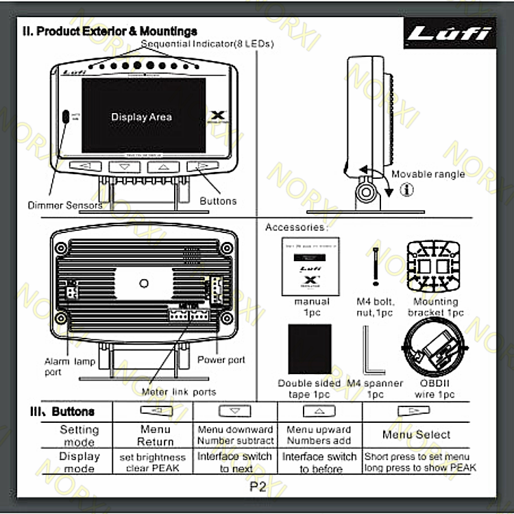 Lufi X1 scan gauge/ultra gauge obd2 digital dash display/fault code ...