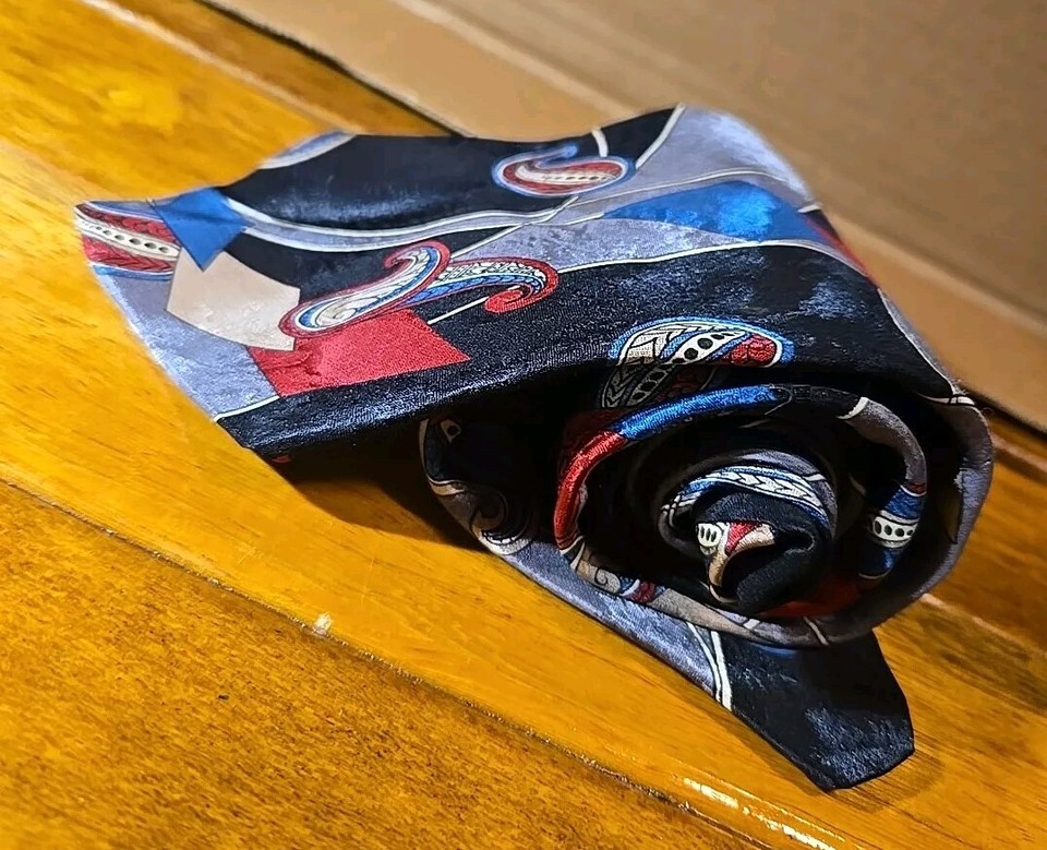 x'Andrini Abstract Paisely Imported Italian Silk neck tie 54" X 3-3/4 ...