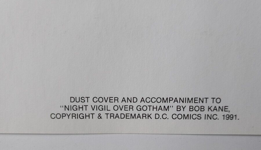 1991 BATMAN NIGHT VIGIL OVER GOTHAM BOB KANE B&W LTD ED/200 RARE SKETCH ...