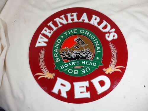 Weinhard's Red Beer Rotating Neon Light Sign Blue Boar Boar's Head FACE ...