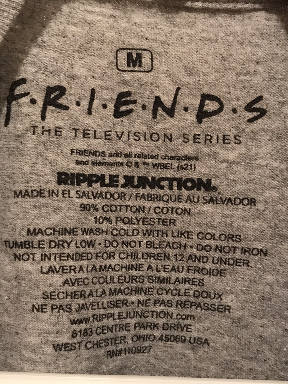 Ripple Junction Friends The TV Series Men's Gray Grap… - Gem