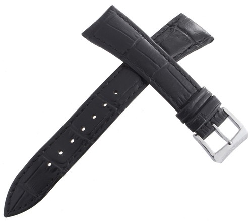 Raymond Weil 19mm Black Alligator Leather Watch Band Strap Silver ...