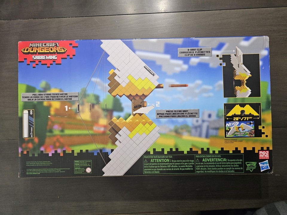 Nerf Minecraft Sabrewing Motorized Bow, Blasts Darts, 8 Nerf Elite ...
