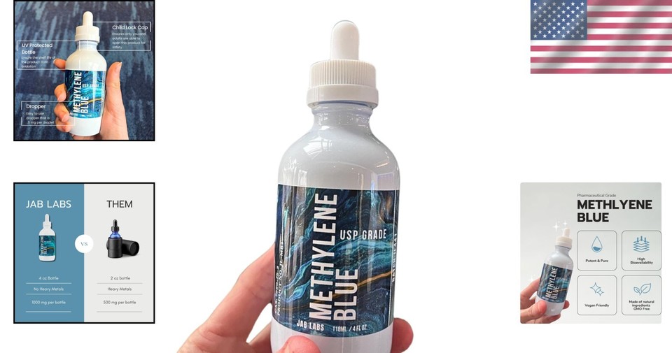 99% Pure Pharmaceutical Grade Methylene Blue - 4 oz Bottle for Health ...