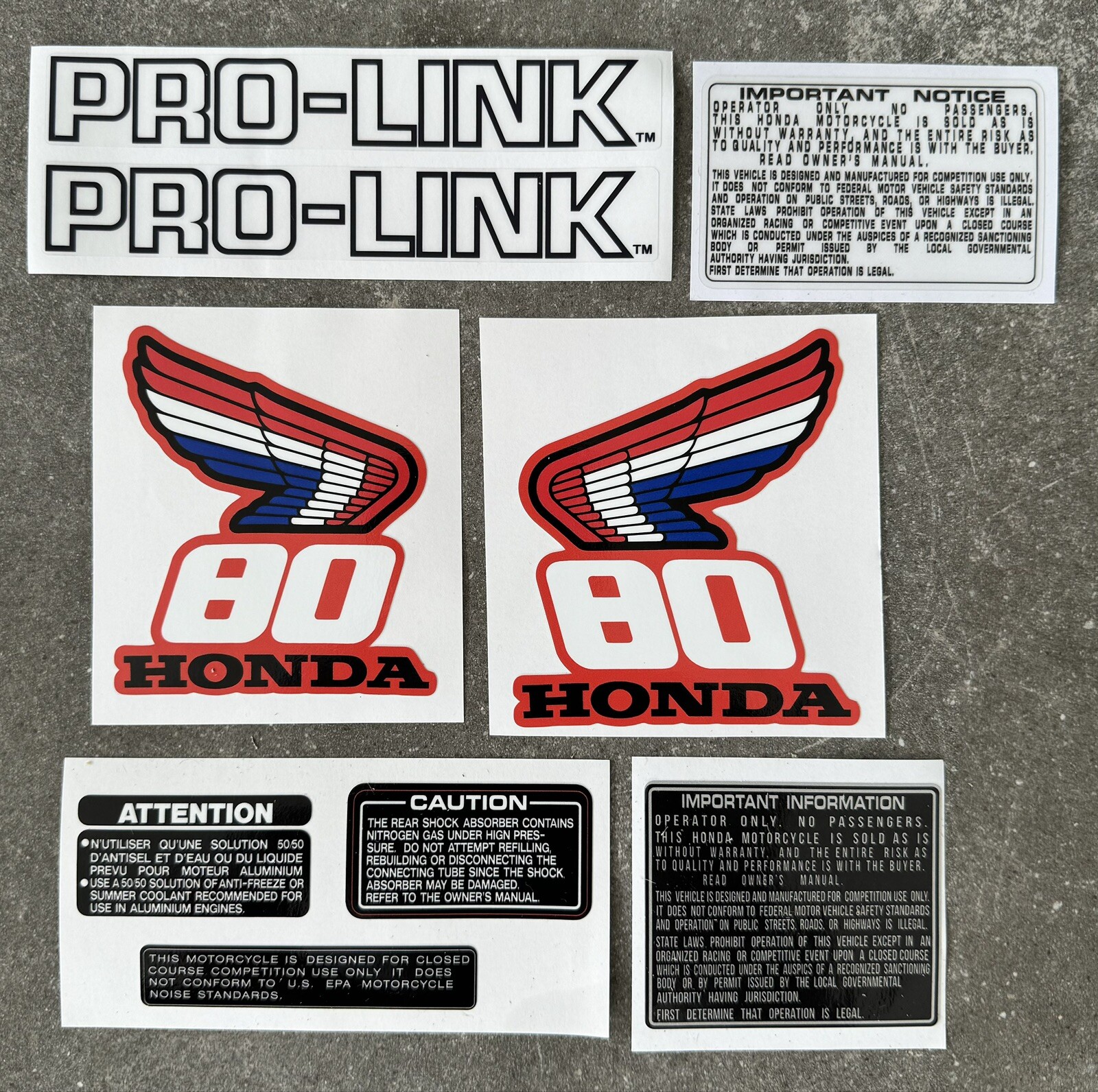 Honda CR80 1987 Full Decal Set / Sticker Kit /Including Backgrounds | eBay