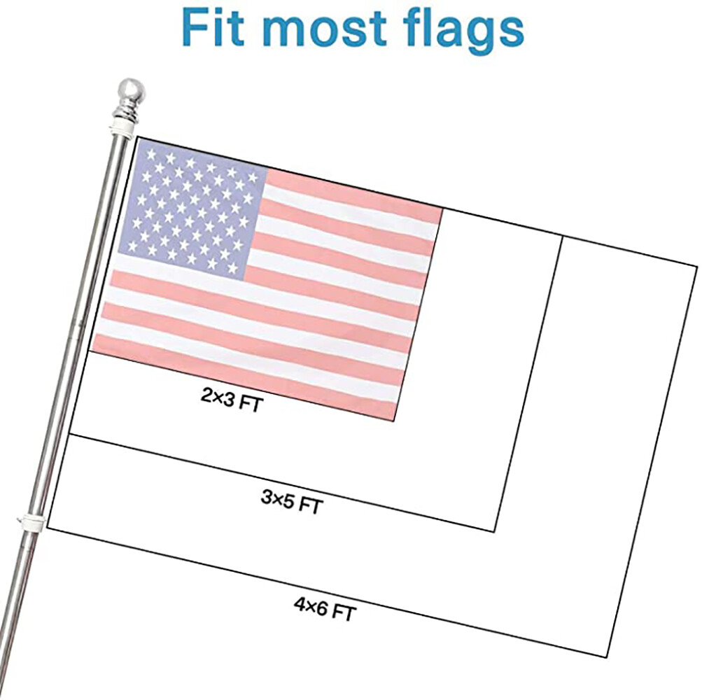 Flag Pole 6 FT Stainless Steel Sectional Kit for American Flag -3x5 4x6 ...