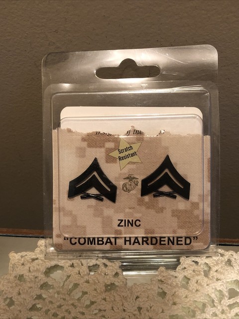 USMC Marine Corps Chevron Rank Insignia Black Metal Corporal Collar ...