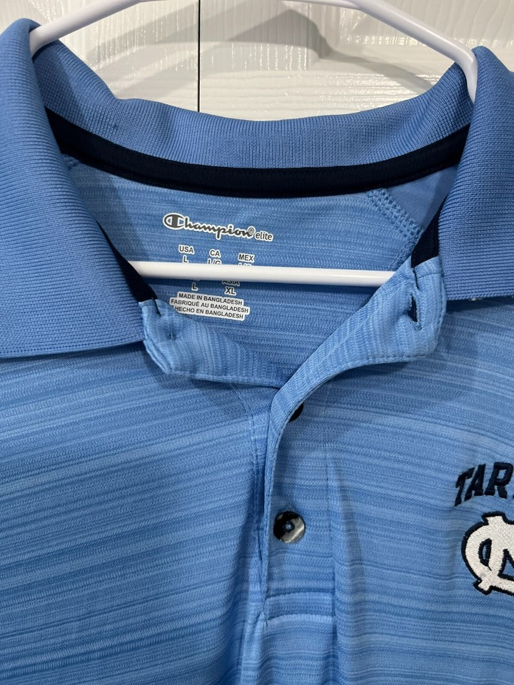 Champion UNC Tar Heels Logo Golf /Polo Men's L Short Sleeves Mint ...
