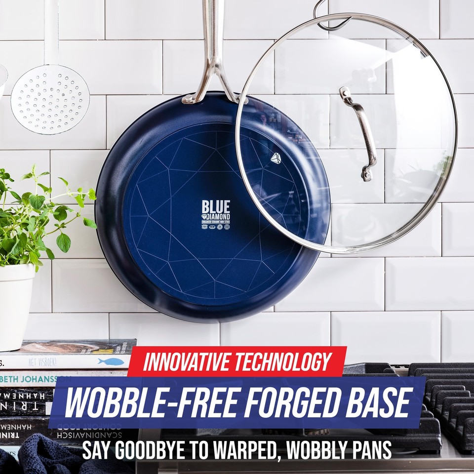 Cookware 12" Frying Pan Skillet Diamond Infused Healthy Ceramic ...