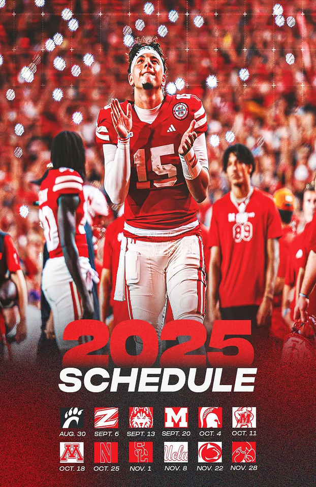 Nebraska Cornhuskers 2025 Schedule Poster 11 x 17 inches Nebraska ...