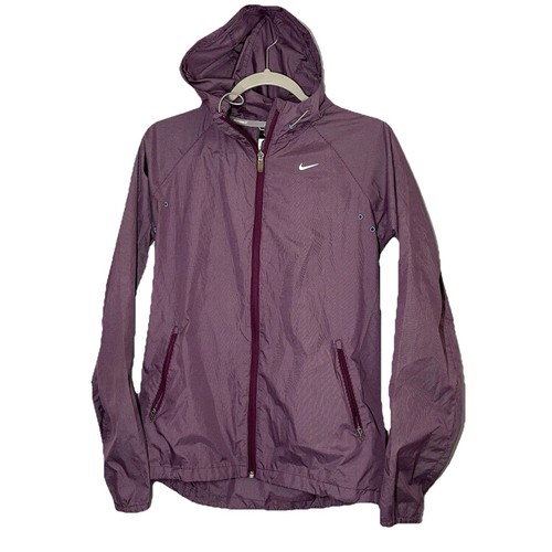 Nike Running Hooded Zip Pocket Jacket Womens Small Reflective Vent ...