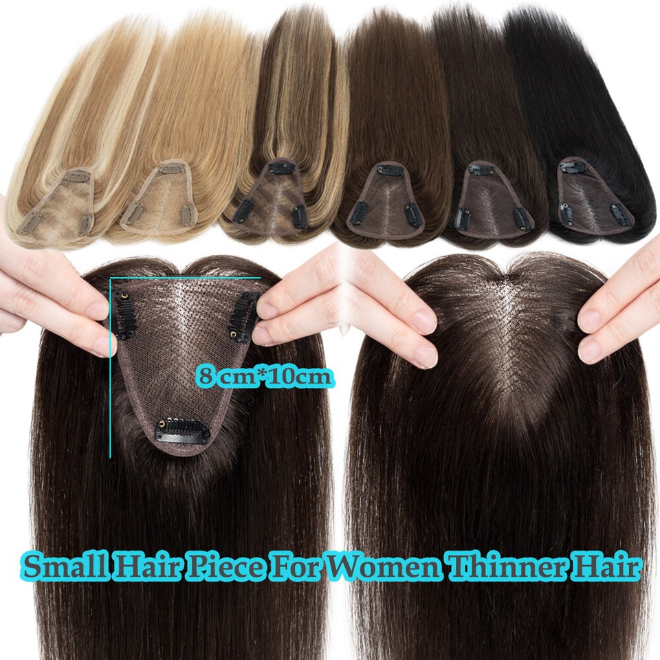 Women Hair Topper Toupee Clip in Hairpiece Top Hairpiece 100% Real ...