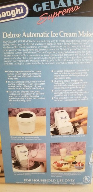 Delonghi Gelato Supremo Ice Cream Maker IC5000 Motor Replacement 120v ...