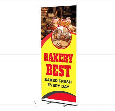 Bakery Best Retractable Banner with Aluminum Stand, 3’w x 6.5’h, Full ...