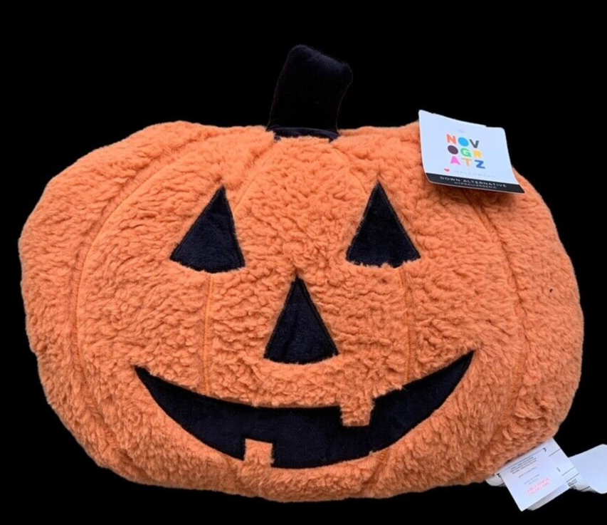 Novogratz Orange Pumpkin Sherpa Decorative Throw Pillow Halloween Jack ...