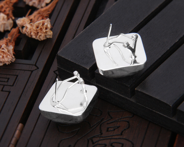 B25 Earring Square Hammered Sterling Silver 925 | eBay