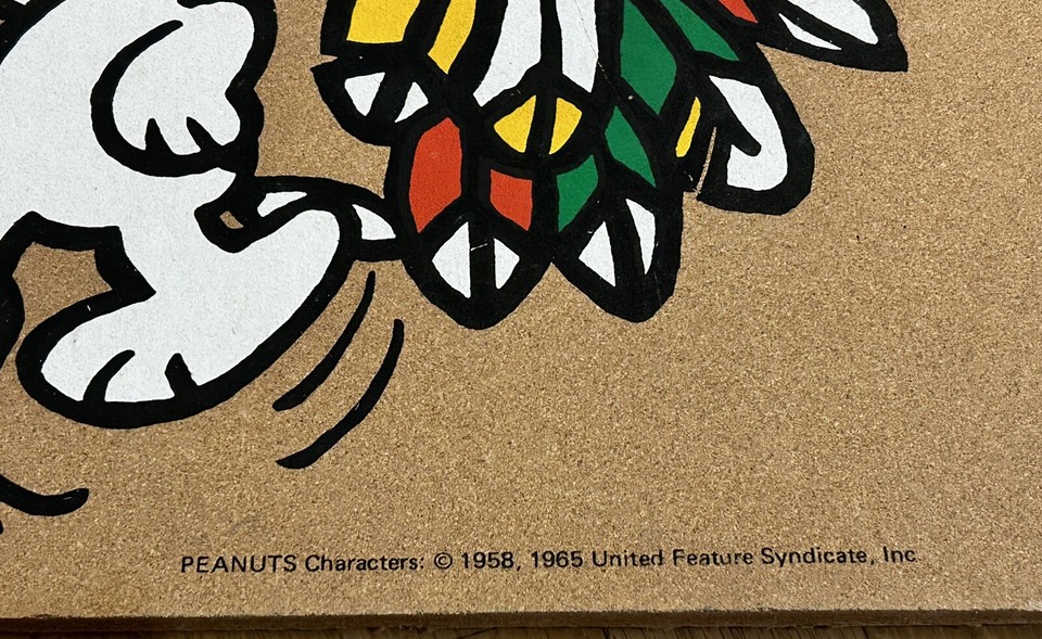 Vintage Snoopy/Woodstock/Peanuts/ Native Americans Corkboard Bulletian ...