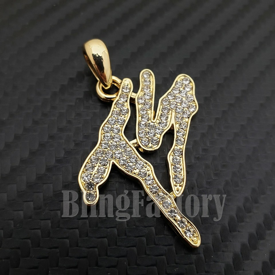 Gold Plated Alloy Cubic Zirconia TS Terror Squad Charm & Cuban Chain ...