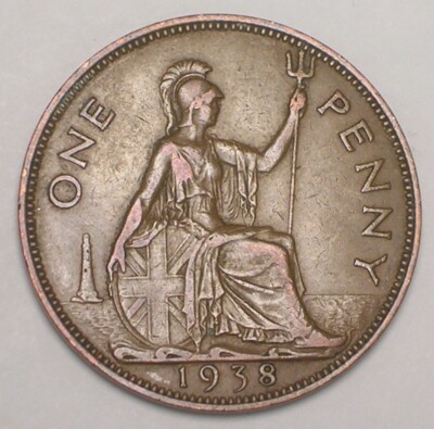 1938 UK Great Britain British One 1 Penny George VI Coin VF+ | eBay