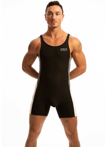 N2N Bodywear Men black Galaxy Mesh singlet wrestler Activewear size S ...