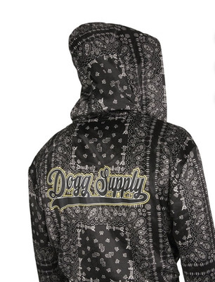 Men Medium Dogg Supply by Snoop Dogg Black Print Microfleece Hooded ...