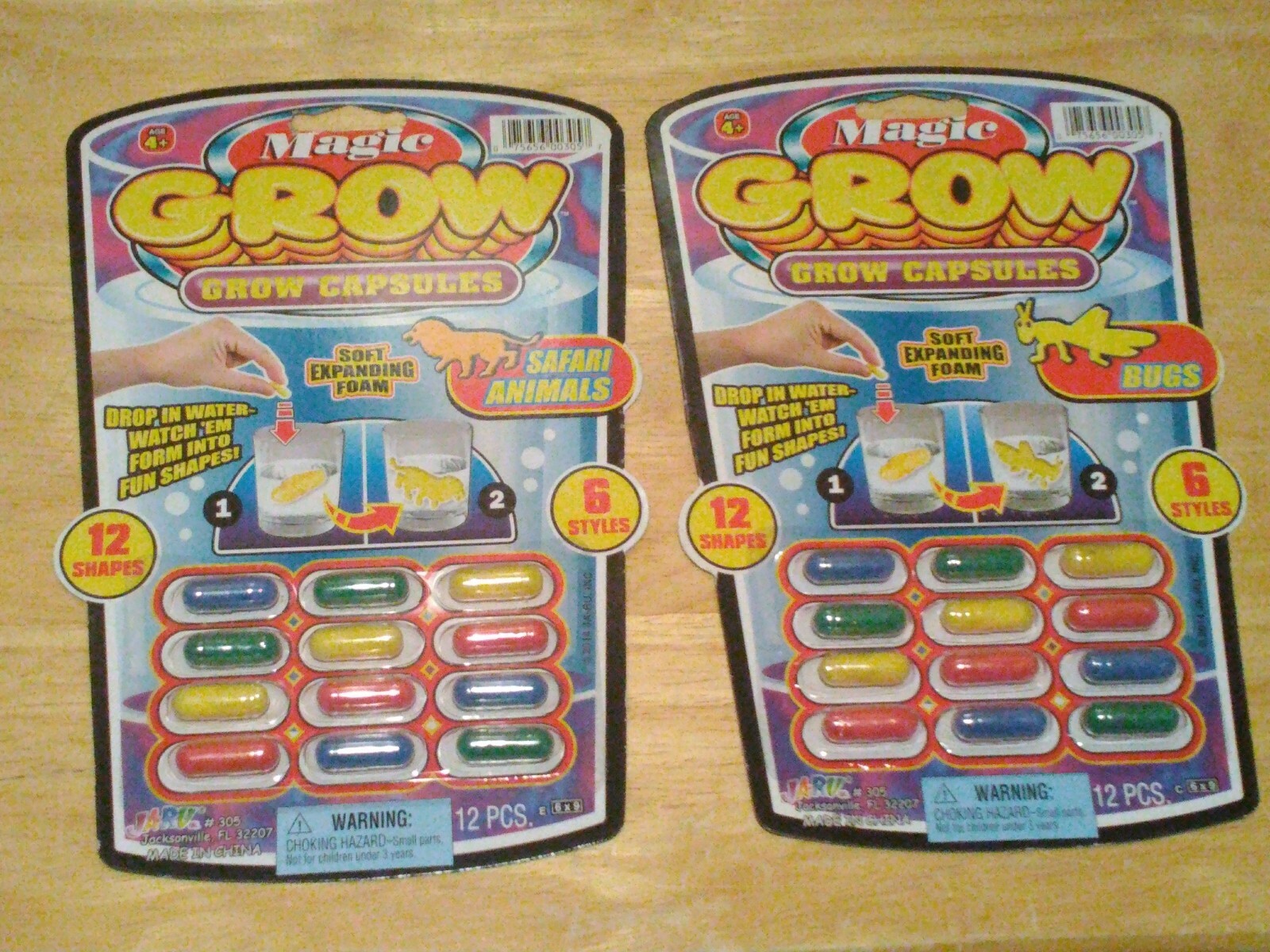 LOT OF 2 Magic Grow Capsules 1 BUGS + 1 SAFARI w/ILLUSTRATION & NAME On ...