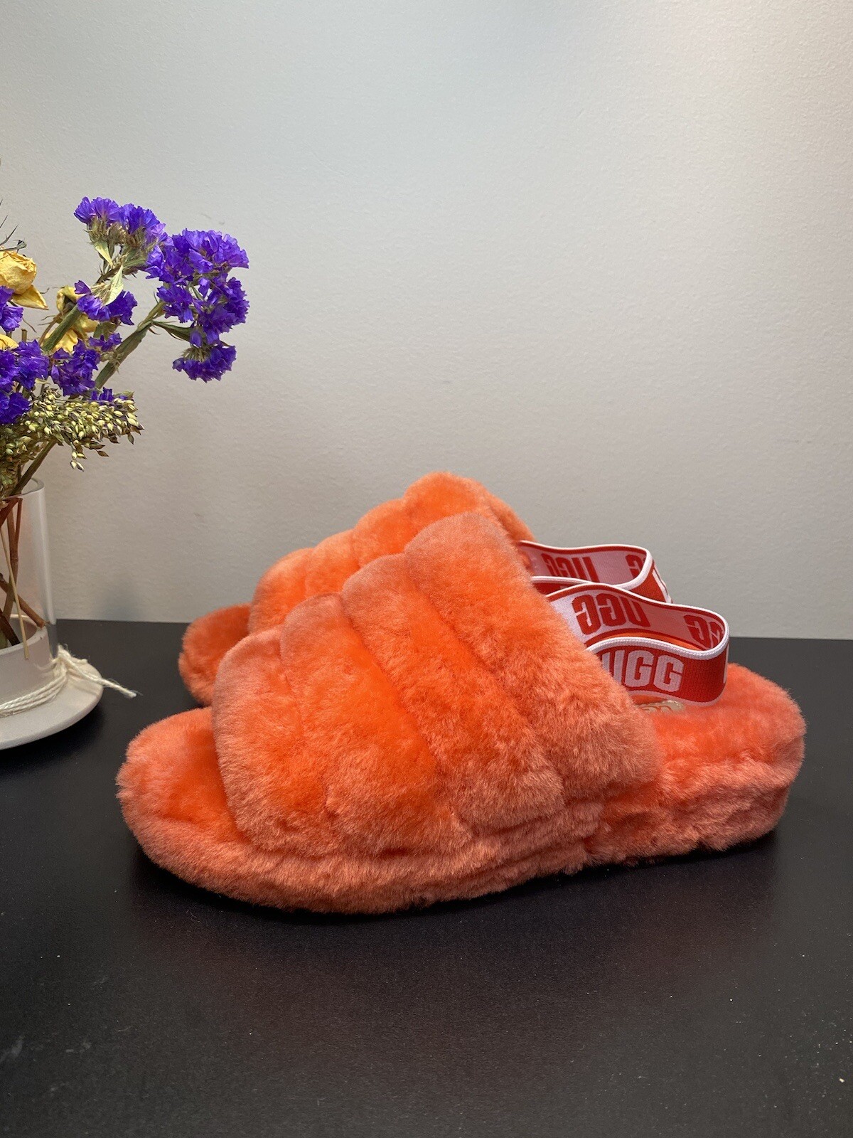 $110 Women's Size 7-10M Ugg Fluff Yeah Genuine Shearling Slide Sandal ...