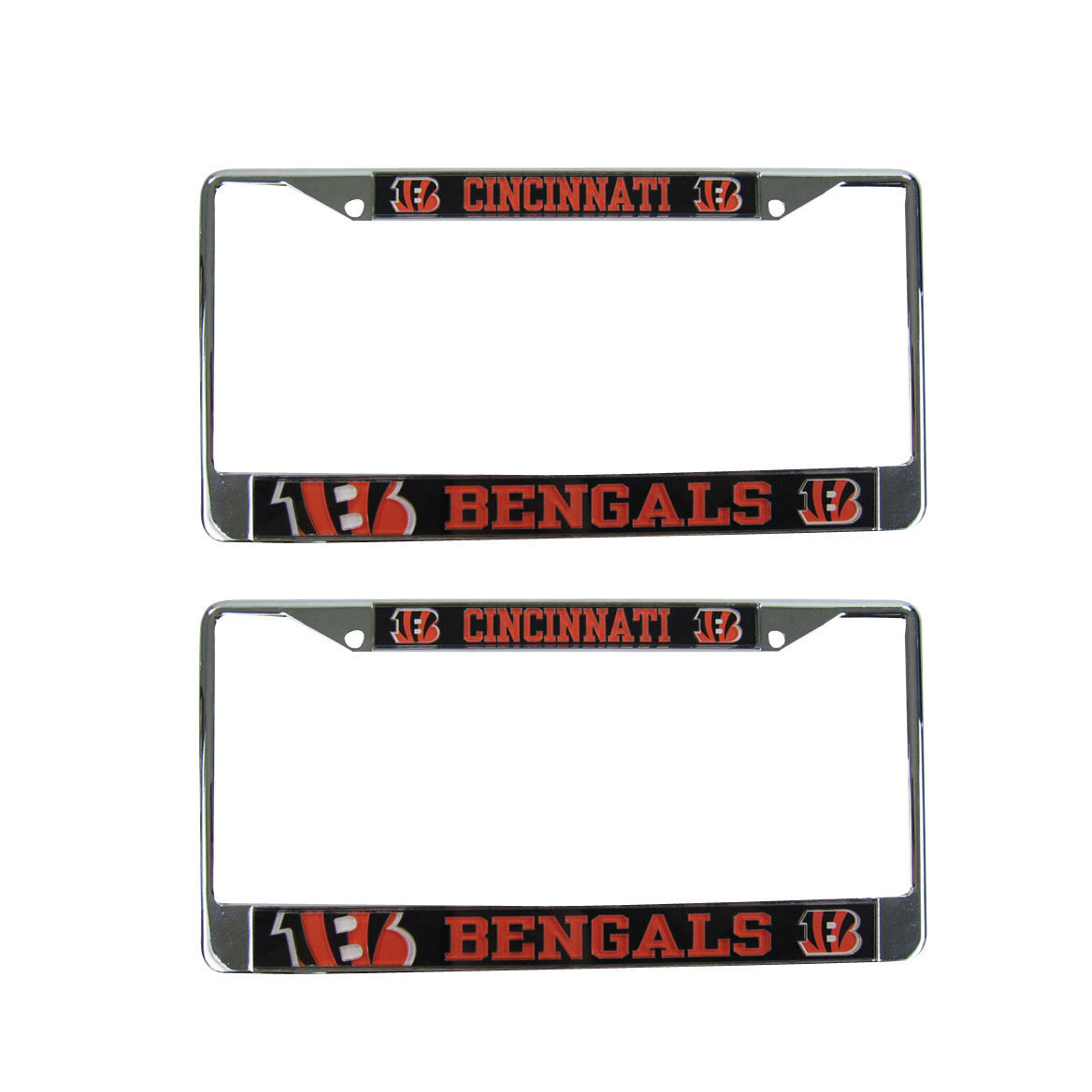 2pc NFL Cincinnati Bengals Car Truck Chrome Metal Premium License Plate ...