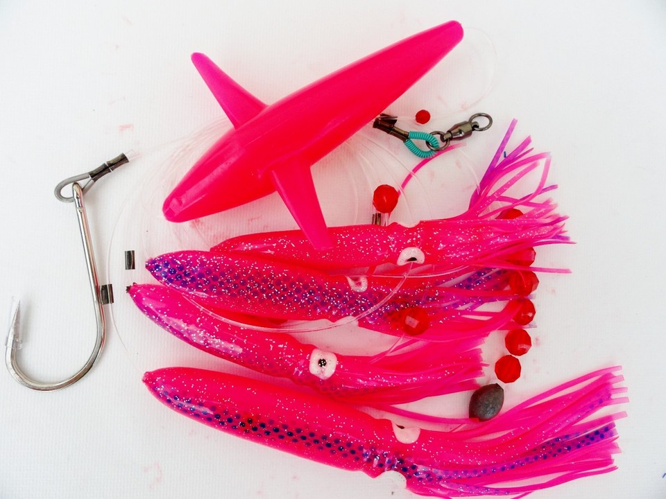 DAISY CHAIN BAIT RIG BIRD TUNA MARLIN FISHING TROLLING LURE SQUID ...