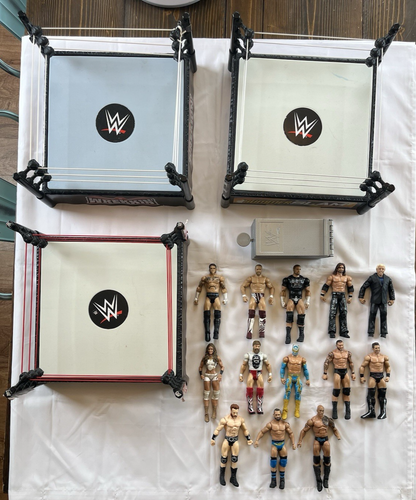 Lot of 4 2010 WWE Mattel Wrestling Rings & 13 WWE Wrestlers Figures | eBay