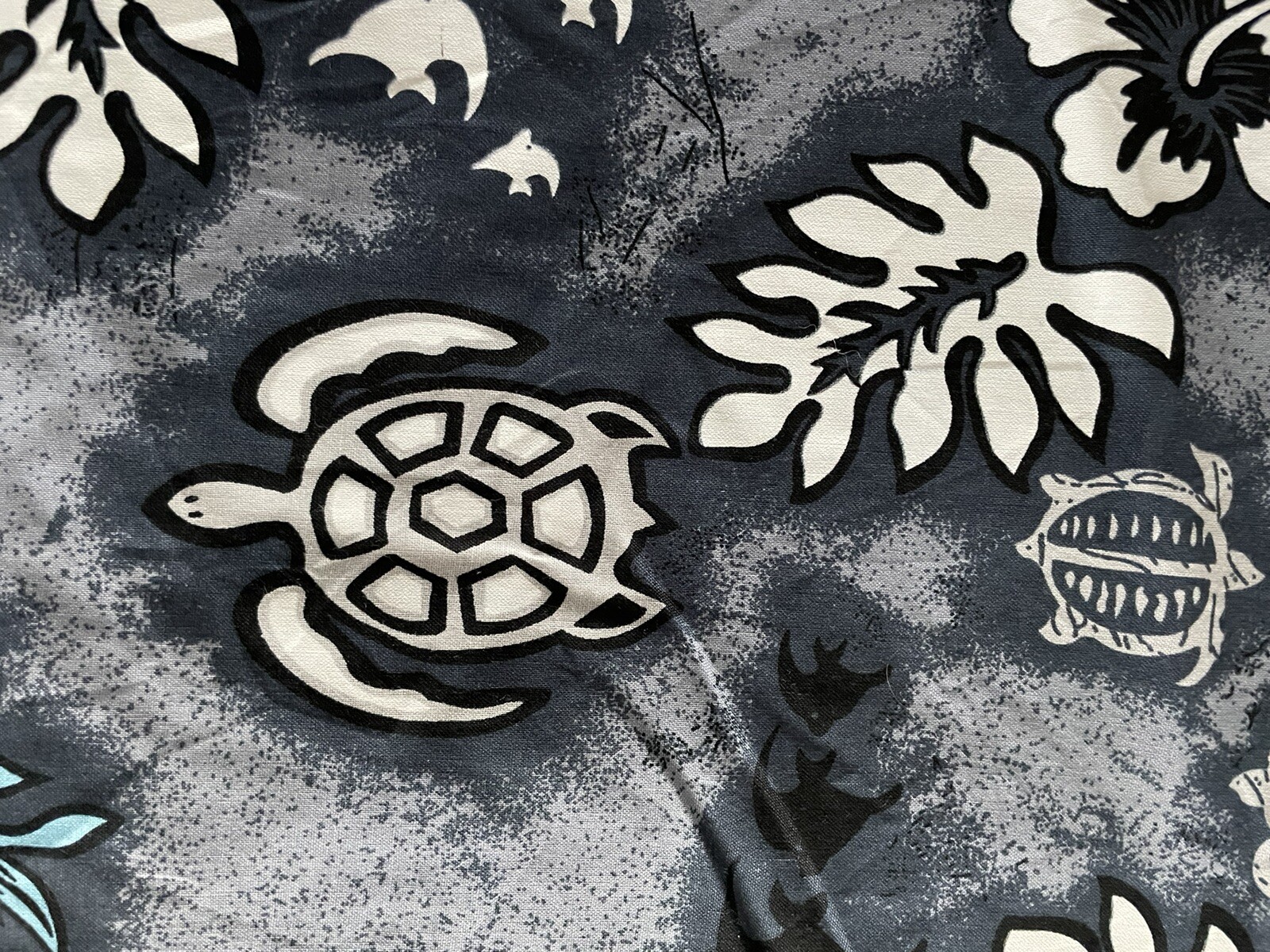 Honu Print Fabric With Pineapple and Tropical Plants | eBay