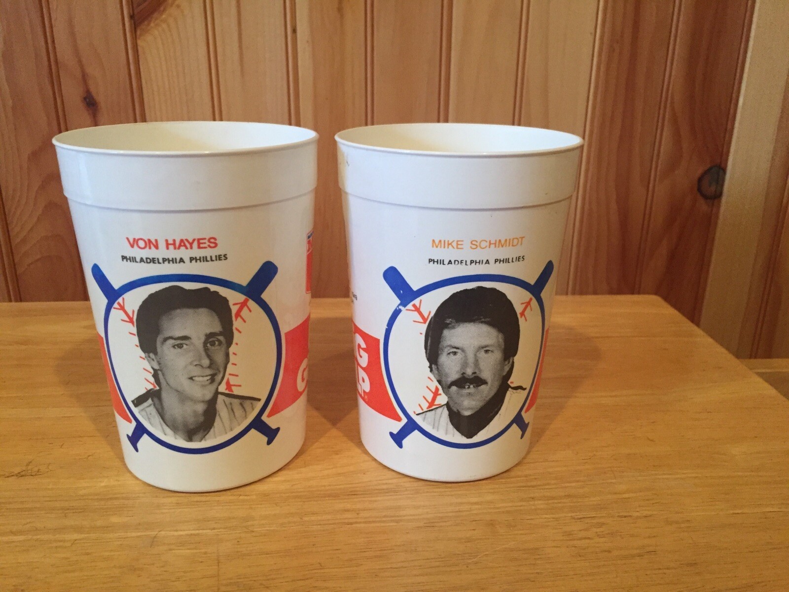 Lot 2 Vtg 7 ELEVEN Big Gulp Cups Philadelphia Phillies Von Hayes & Mike ...