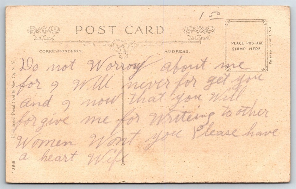 WWI Military Couple Dont Worry About Me Read Message On Back C1910s ...