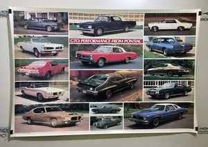 Vintage VTG Original Pontiac GTO Performance Poster 1982 Automobile ...