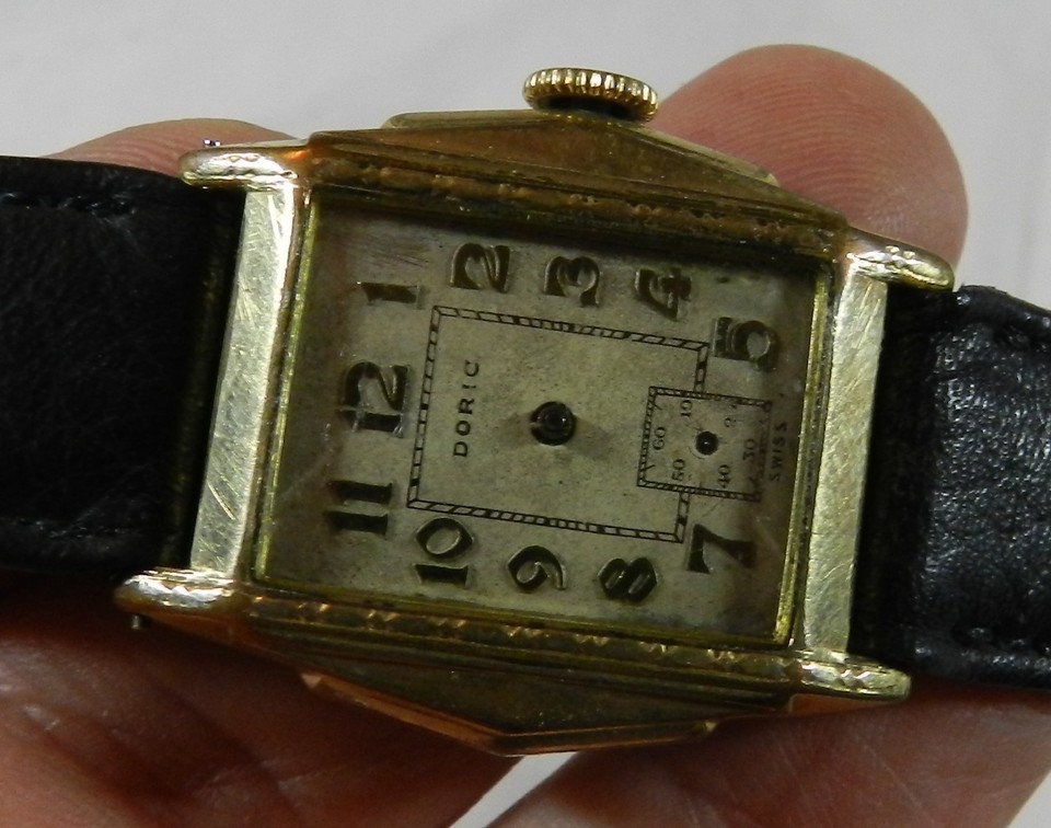 Vintage Men's Doric 7 Jewel Watch with leather band - for Parts or ...