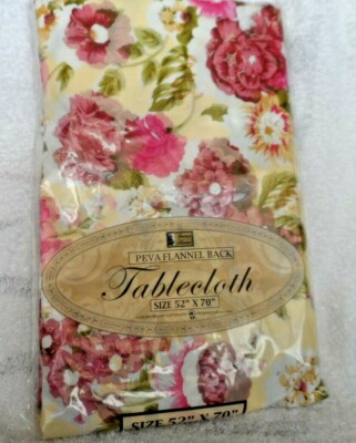 Better Home Peva Flannel back white w/ pink flowers 52" x 70 ...