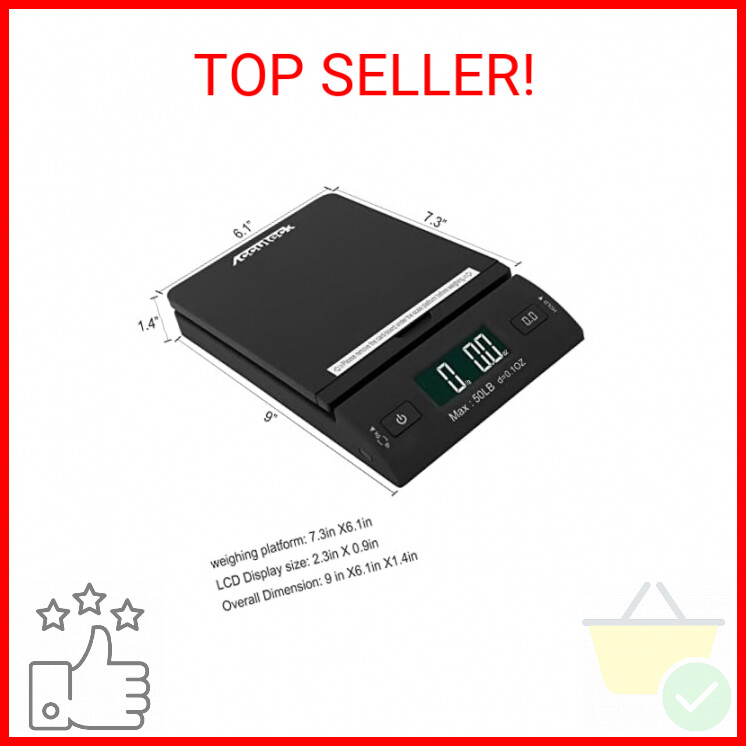 Accuteck 50 lb All-in-One Black Digital Shipping Postal Scale with ...