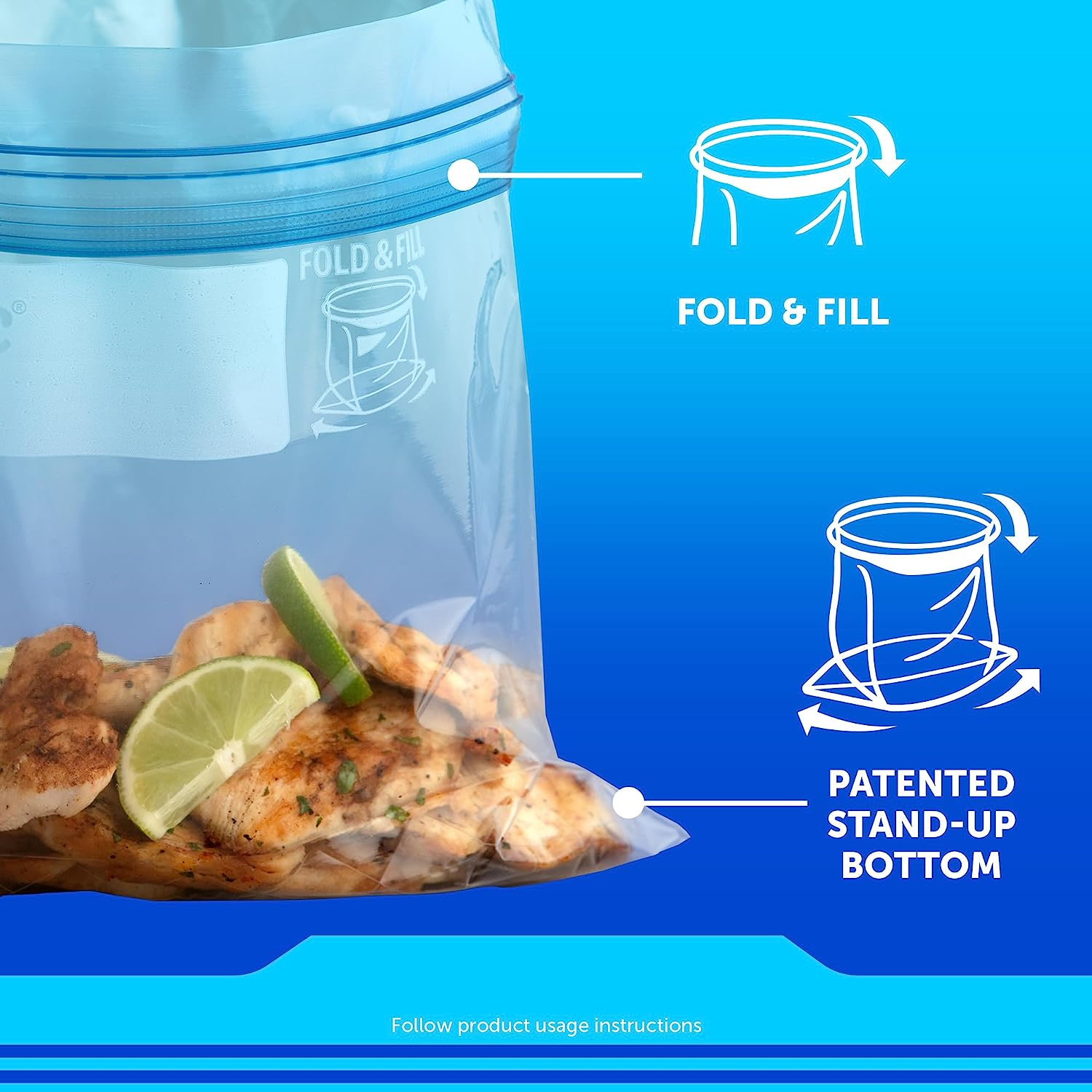 Ziploc Gallon Food Storage Freezer Bags, New Stay Open Design with ...