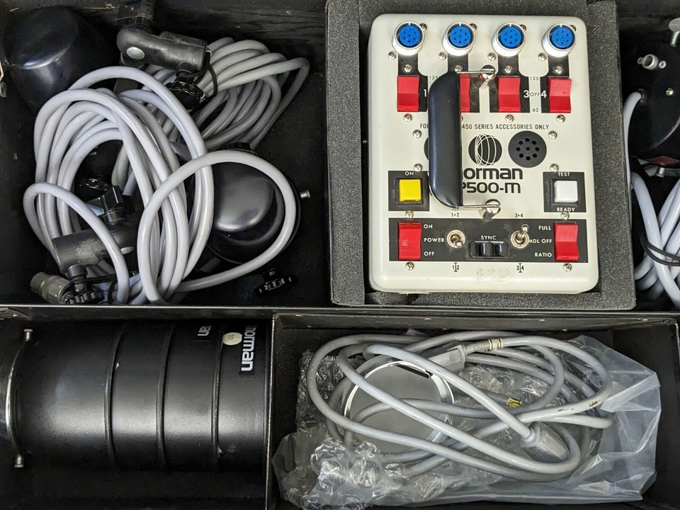 Norman P500-M Strobe 500 Portrait Pack Four LH4 Heads Reflectors Wooden ...