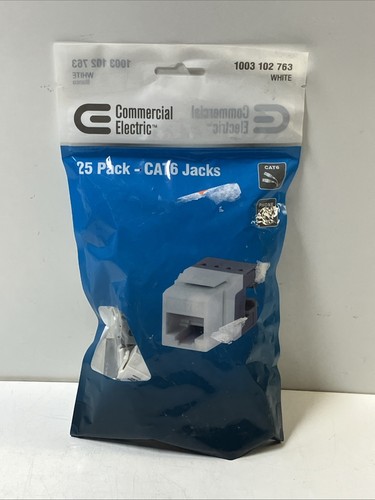 Commercial Electric 25 Pack CAT6 Jacks for Phone/Data White. 5016-25-WH ...