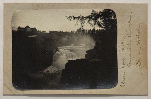Ausable River Chasm Hotel Rainbow Falls New York Handmade RPPC Antique ...