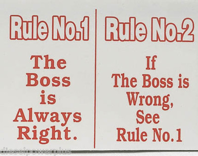 funny man cave sign plastic RULE NO.1 THE BOSS IS ALWAYS RIGHT NO.2 IF ...