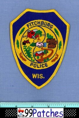 FITCHBURG WISCONSIN Police Patch HANDSHAKE LOG CABIN FARM BARN TRACTOR ...