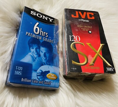 New VHS Blank Tapes JVC 120 SX Sony T 120 Video Cassette Lot of 3 Total ...