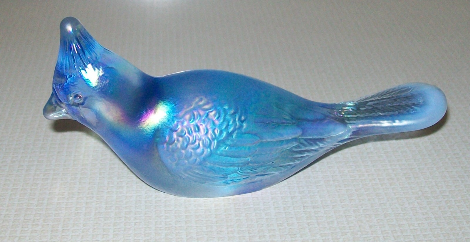 Fenton Blue Jay Iridescent Blue Carnival Glass Cardinal Bird Figurine ...