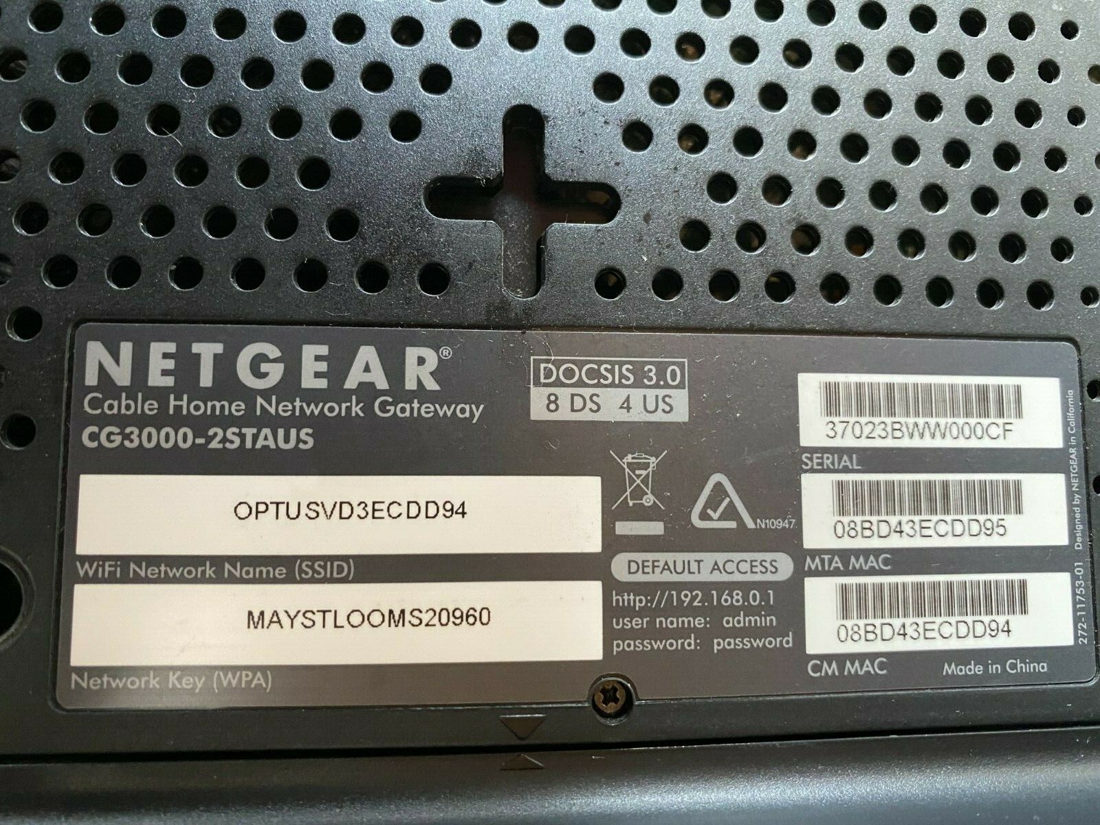 Optus Netgear CG3000-2STAUS Cable Home Network Modem Wifi Router | eBay ...