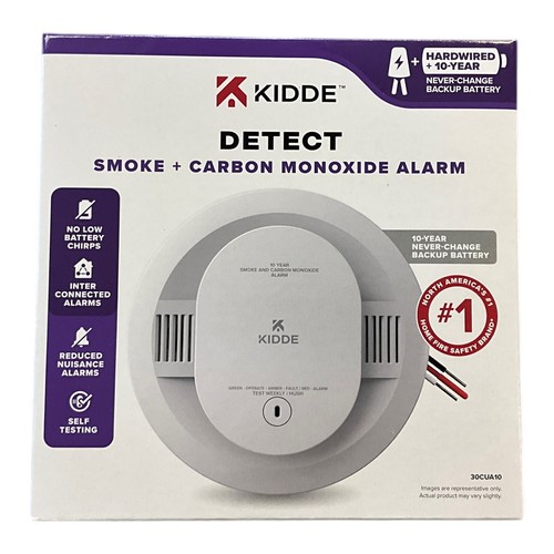 Kidde 30CUA10 Smoke & Carbon Monoxide Alarm Hardwired 10-Year Battery ...