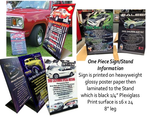 Custom Car Show Sign Display Information Board One Piece Plexiglass ...